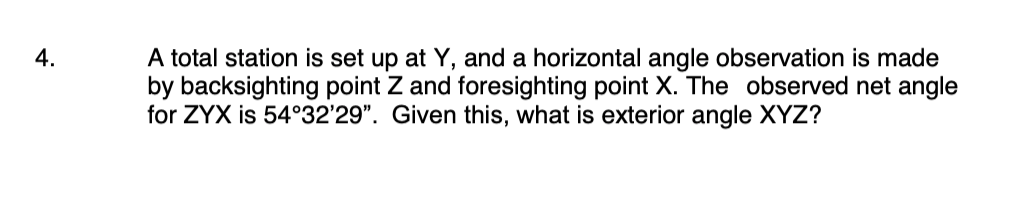 Solved A total station is set up at Y, and a horizontal | Chegg.com