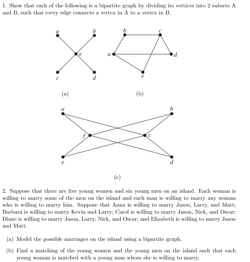 Solved 1 Show That Each Of The Following Is A Bipartite Chegg solved-1-show-that-each-of-the-following-is-a-bipartite-chegg