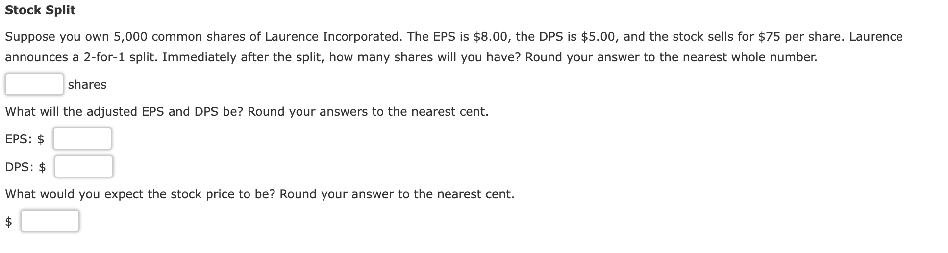 Solved announces a 2-for-1 split. Immediately after the | Chegg.com