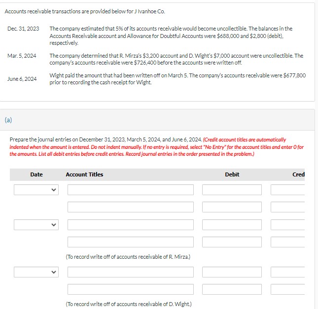 Solved Accounts receivable transactions are provided below | Chegg.com