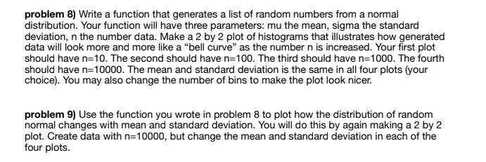 Solved problem 8) Write a function that generates a list of | Chegg.com