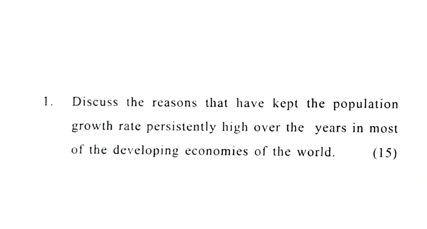 Solved 1. ﻿Discuss the reasons that have kept the population | Chegg.com
