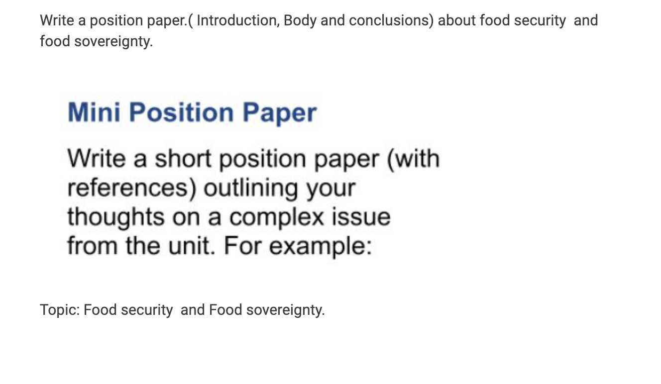 Solved Write a position paper.( Introduction, Body and | Chegg.com