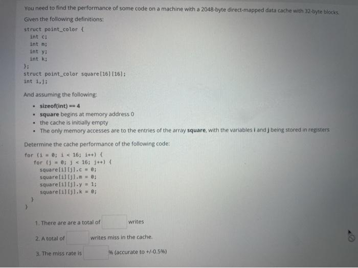 Solved You need to find the performance of some code on a | Chegg.com