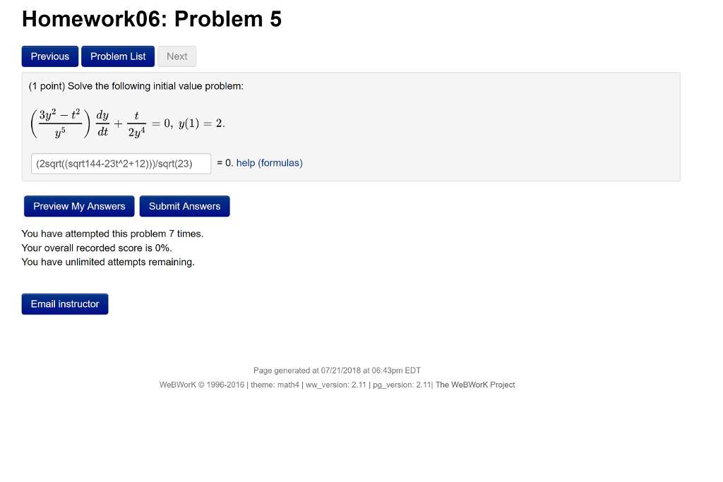 Solved Homework06: Problem 5 Previous Problem List Next (1 | Chegg.com