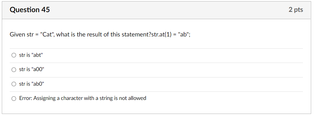 Solved Given str = "Cat", what is the result of this | Chegg.com