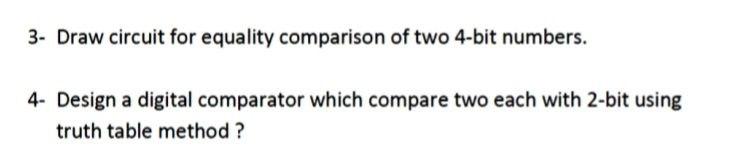 Solved 3- Draw circuit for equality comparison of two 4-bit | Chegg.com