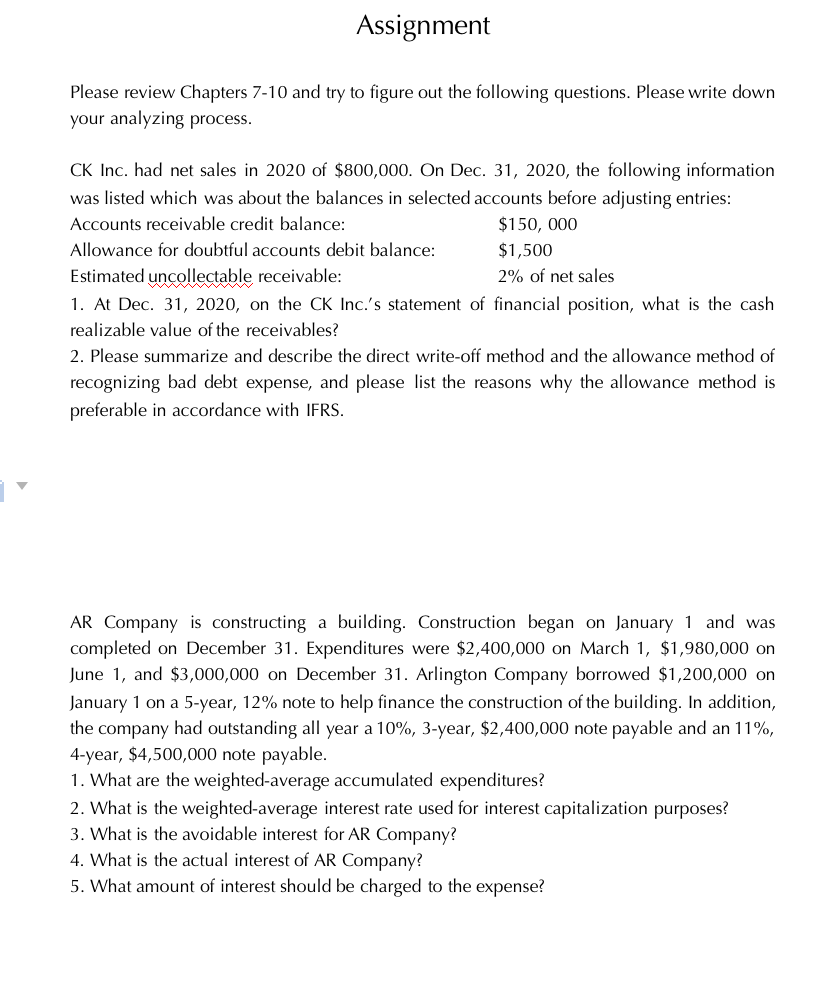 Solved Assignment Please review Chapters 7-10 and try to | Chegg.com