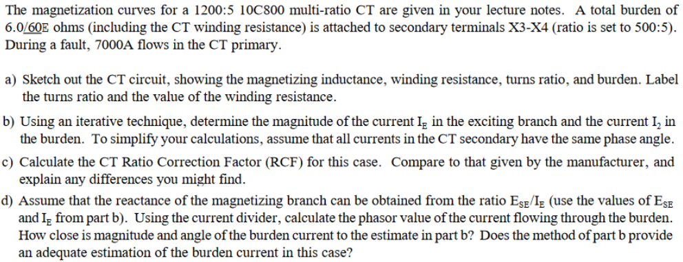 The magnetization curves for a 1200:5 10C800 | Chegg.com