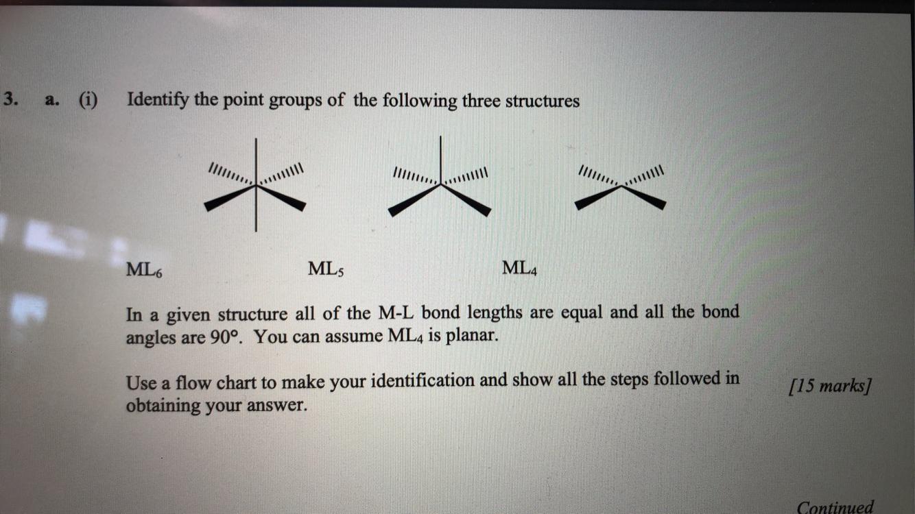 Solved 3. a a. (i) Identify the point groups of the | Chegg.com