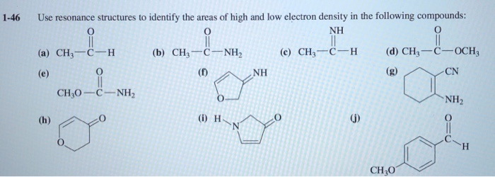 Solved 1-46 Use resonance structures to identify the areas | Chegg.com