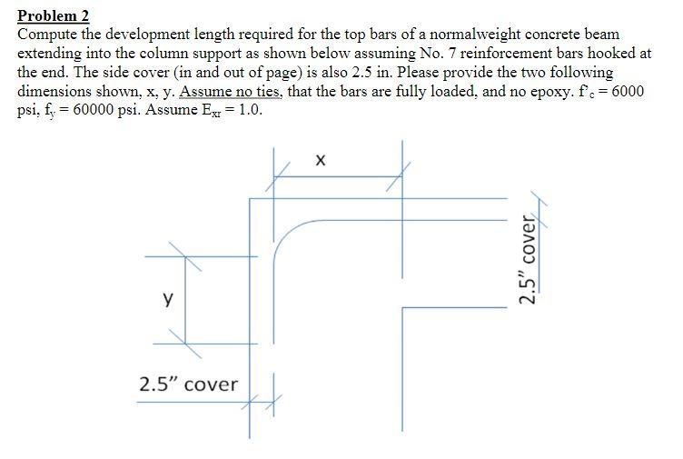 Solved Problem 2 Compute the development length required for | Chegg.com