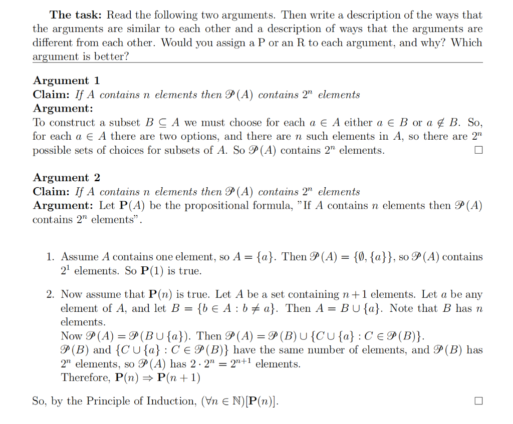 Solved The task: Read the following two arguments. Then | Chegg.com
