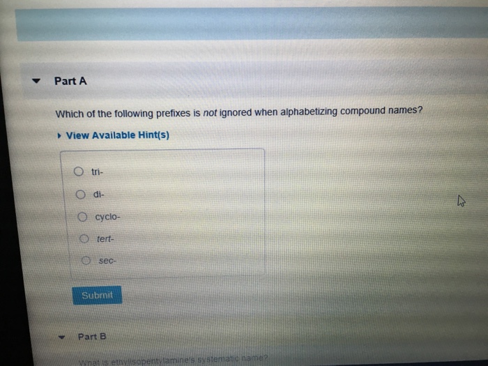 Solved Part A Which of the following prefixes is not ignored | Chegg.com