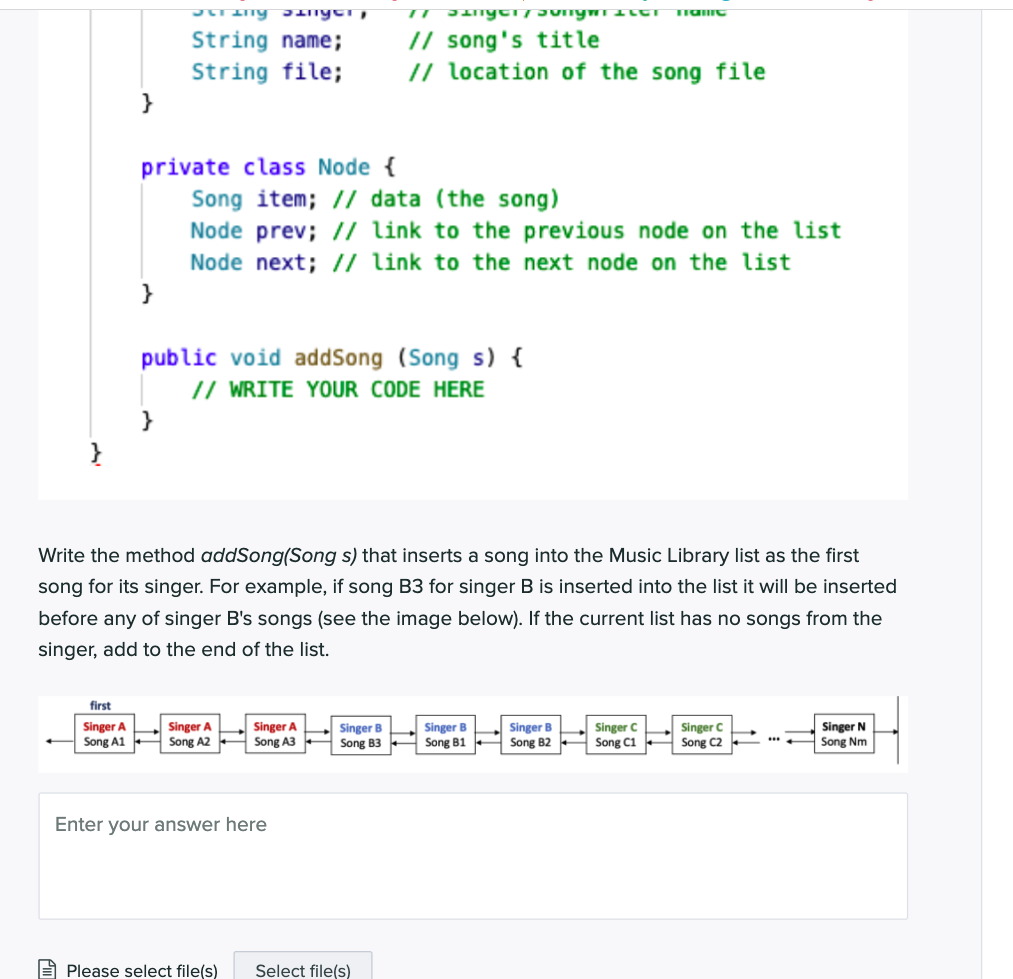 Solved Q1 Problem 1 - Doubly Linked List 20 Points A music | Chegg.com