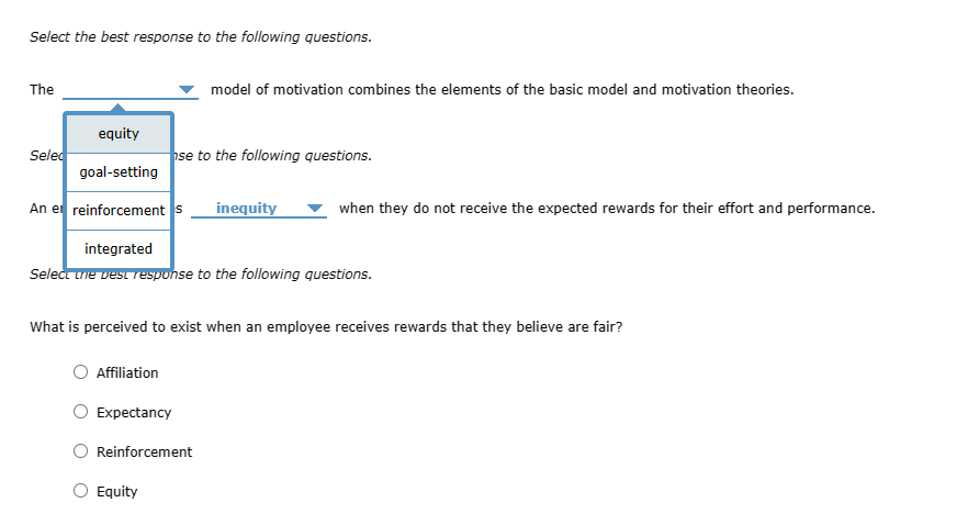 Solved Select the best response to the following | Chegg.com