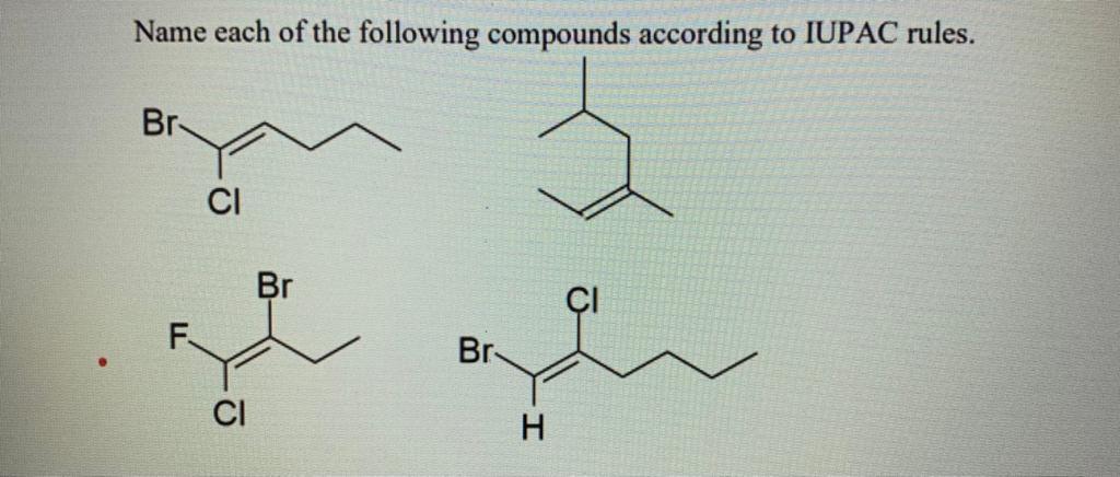 Solved Name each of the following compounds according to | Chegg.com
