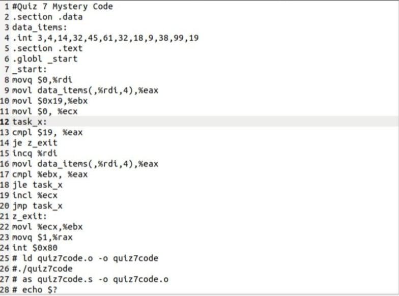 1 #Quiz 7 Mystery Code 2. section data 3 data_items: | Chegg.com