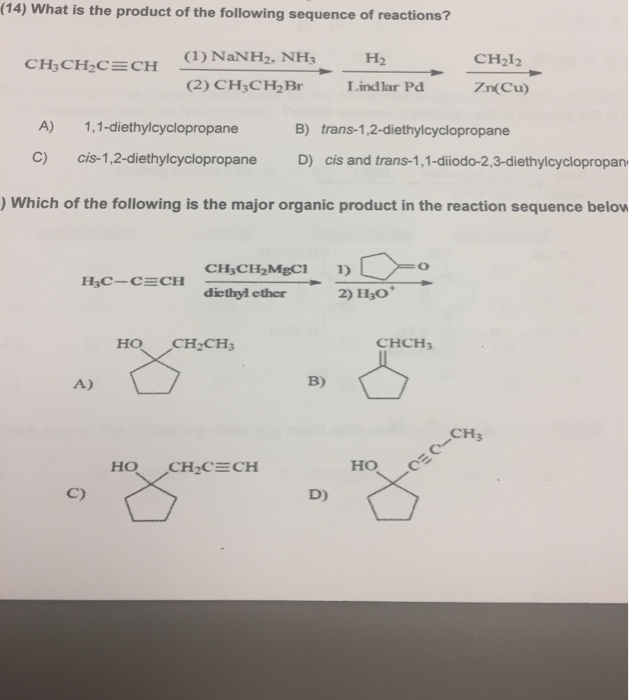 Solved What is the product of the following sequence of | Chegg.com