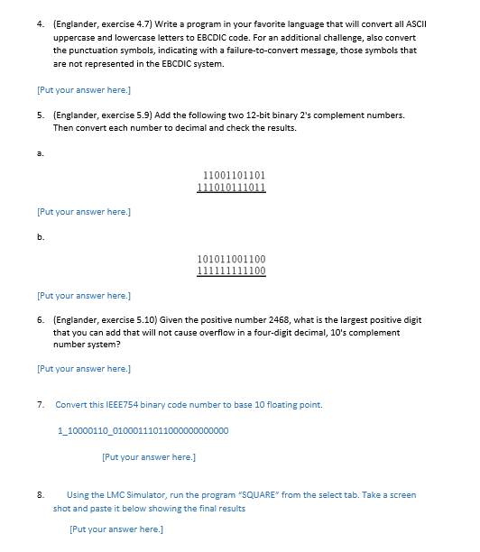 Solved 4. (Englander, exercise 4.7) Write a program in your | Chegg.com