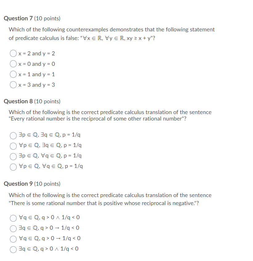 Solved Question 7 (10 points) Which of the following | Chegg.com