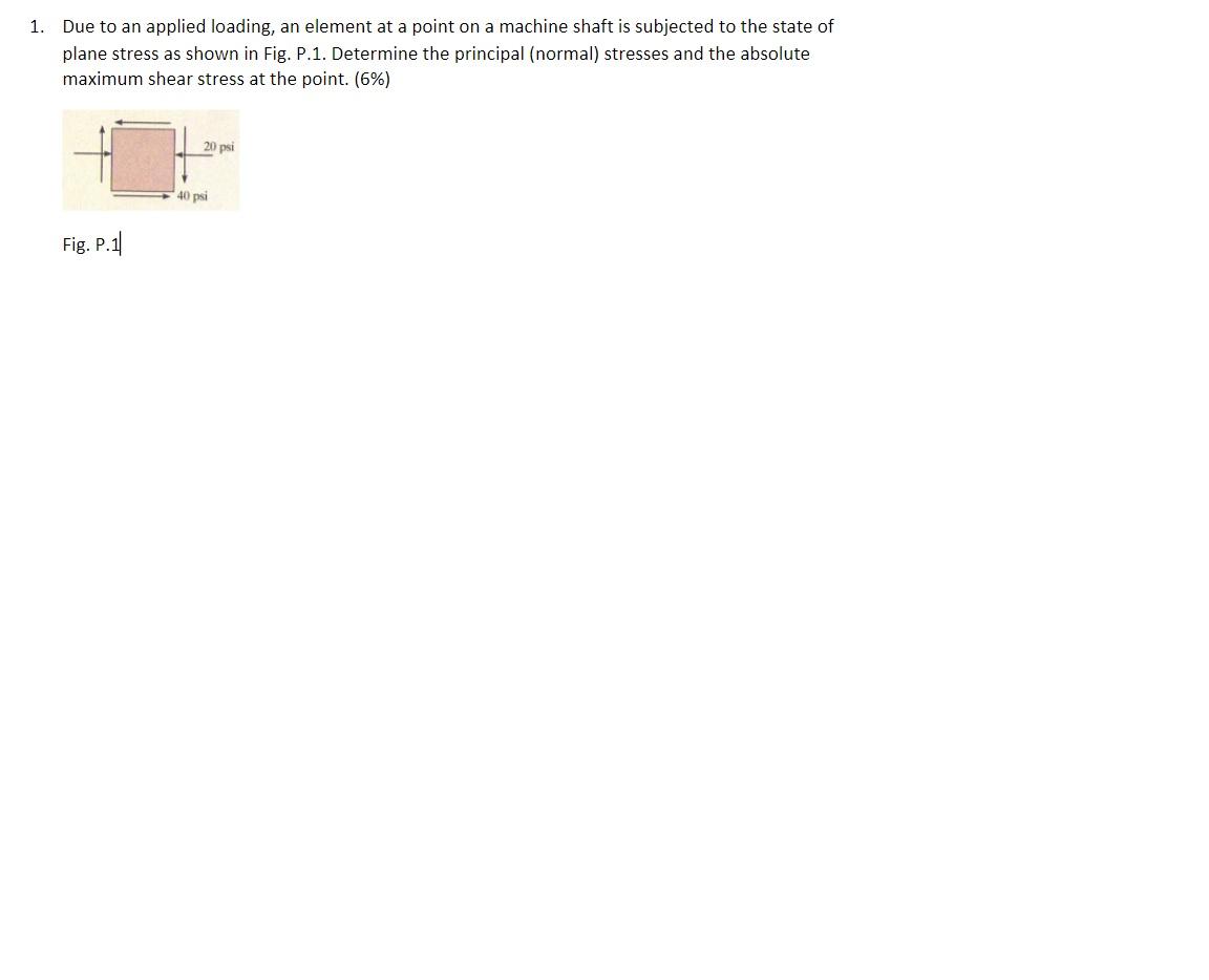 Solved Due to an applied loading, an element at a point on a | Chegg.com