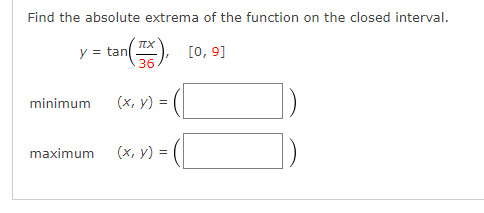 Solved Find the absolute extrema of the function on the | Chegg.com