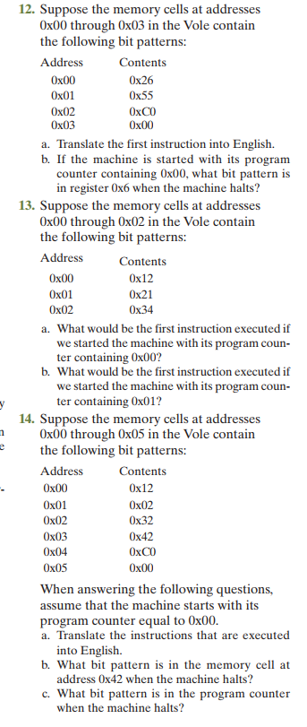12. Suppose the memory cells at addresses 0x00 | Chegg.com