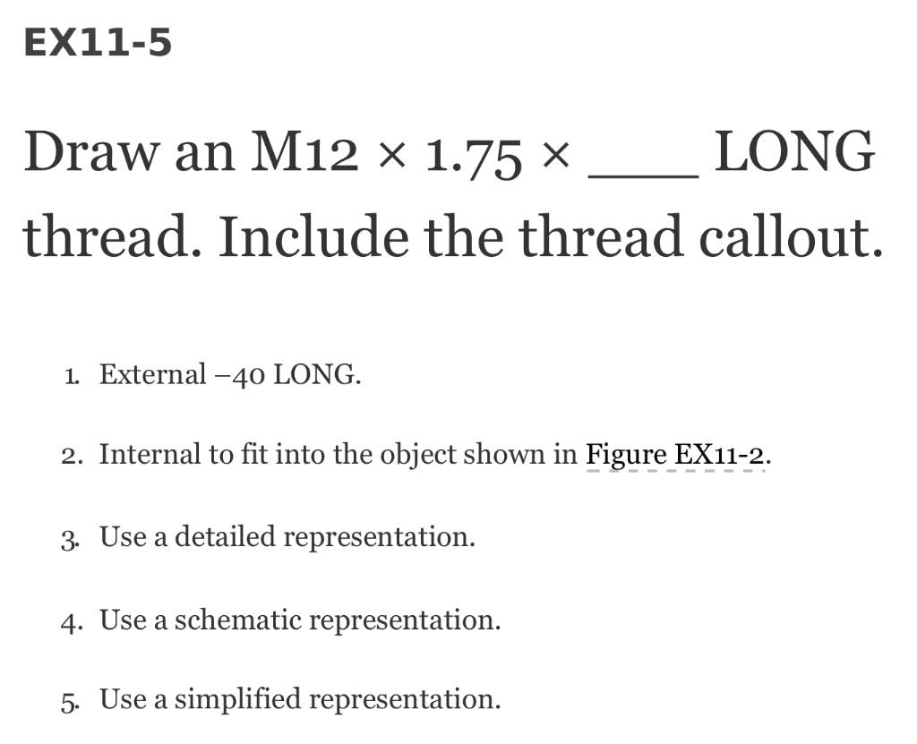 Draw a .250-28UNF22_ × LONG thread. Include the | Chegg.com