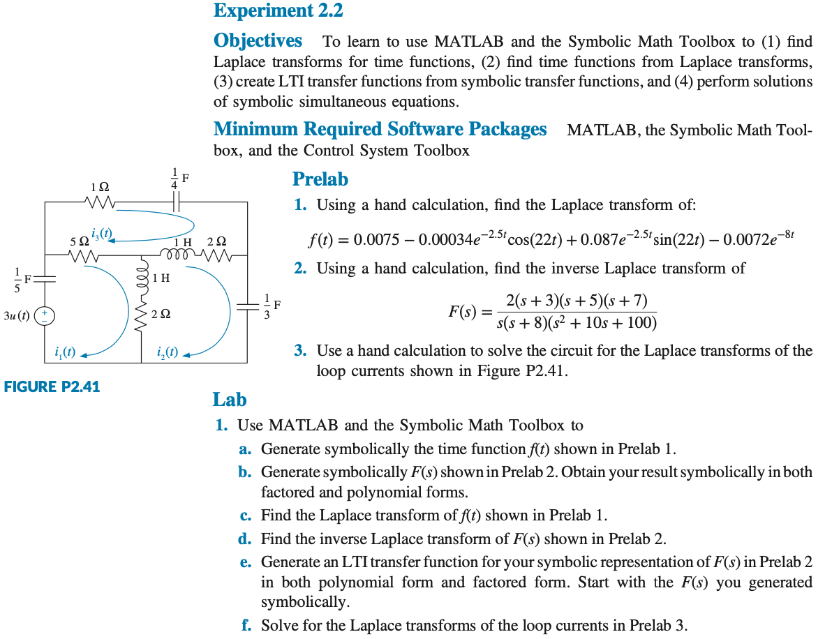 Solved Objectives To learn to use MATLAB and the Symbolic | Chegg.com