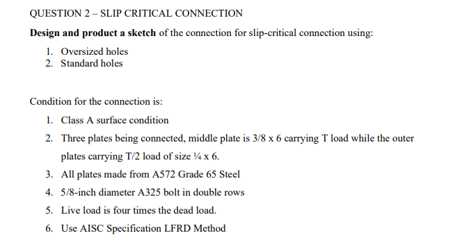 Solved QUESTION 2-SLIP CRITICAL CONNECTION Design and | Chegg.com