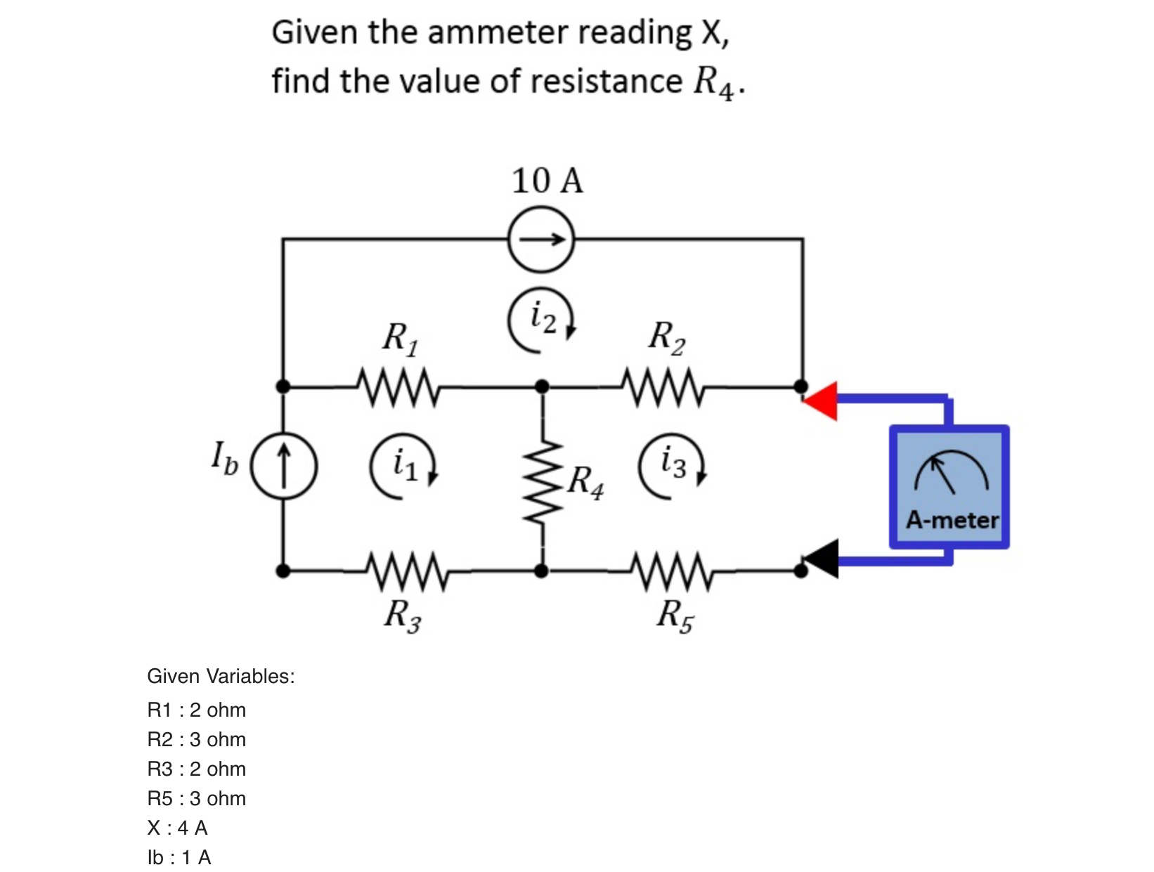 Solved Given the ammeter reading x, ﻿find the value of | Chegg.com