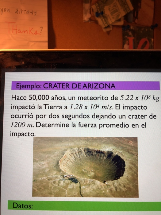 Solved anka? Ejemplo: CRATER DE ARIZONA Hace 50,000 años, un | Chegg.com