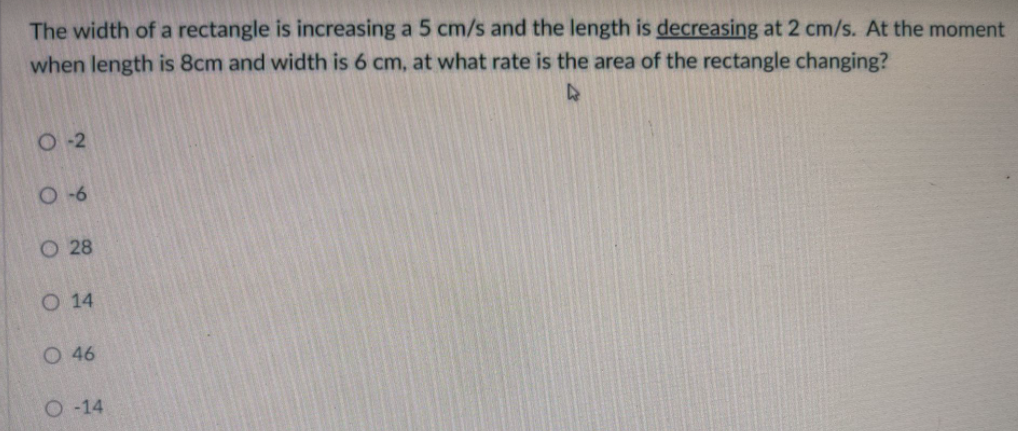 Solved The width of a rectangle is increasing a 5 cm/s and | Chegg.com