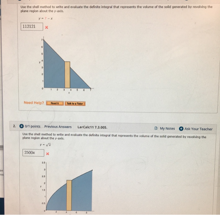Solved Use the shell method to write and evaluate the | Chegg.com