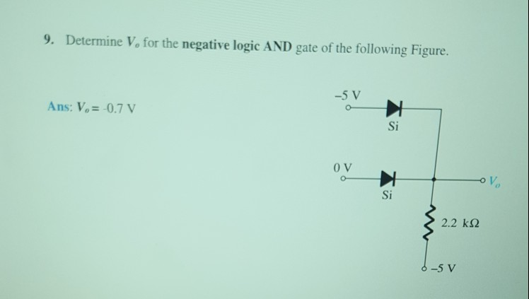 Solved 9. Determine V. for the negative logic AND gate of | Chegg.com