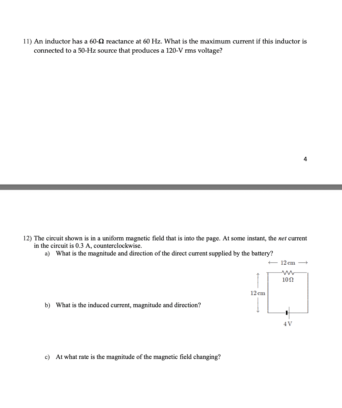 Solved 11 An Inductor Has A 60−Ω Reactance At 60 Hz What
