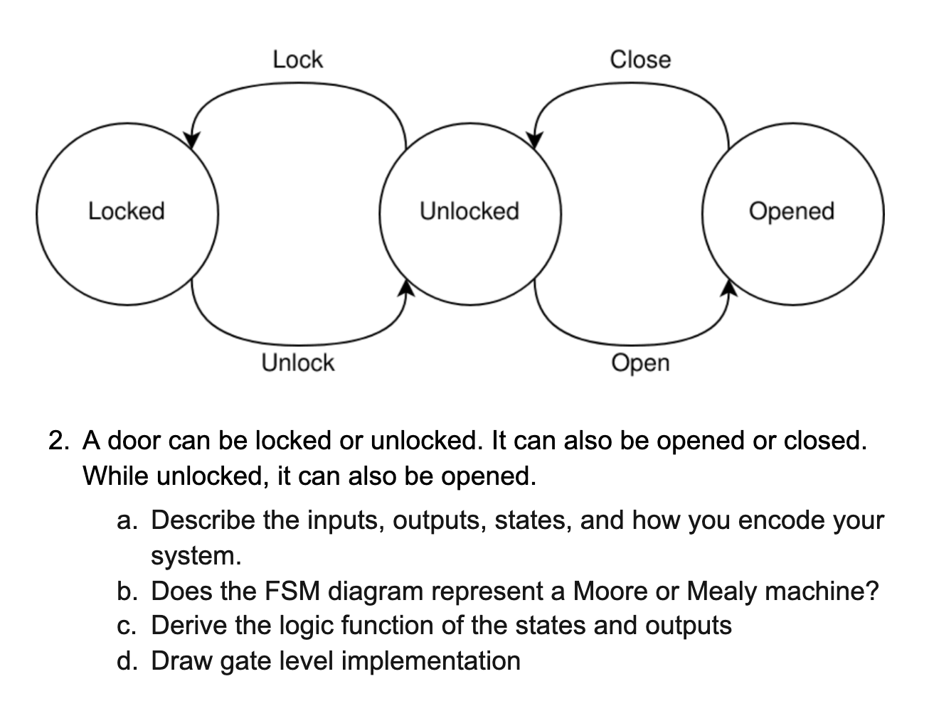 Lock Close Locked Unlocked Opened Unlock Open 2. A | Chegg.com