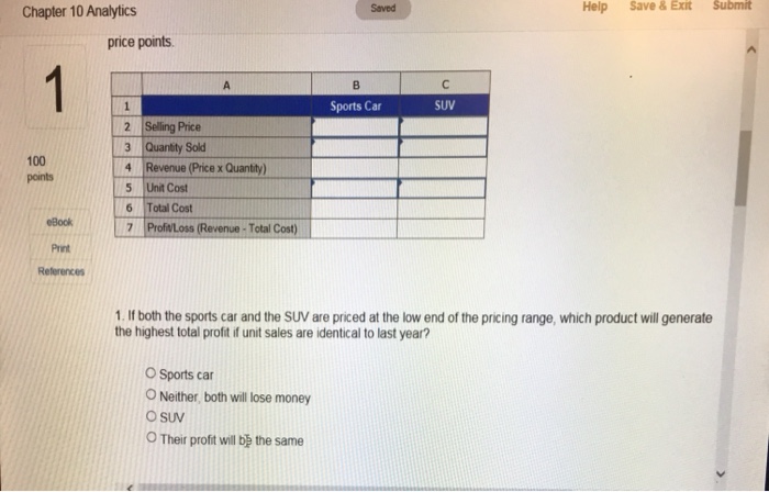 Solved Saved Help Save& Exit Subm Chapter 10 Analytics | Chegg.com