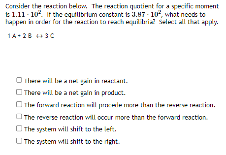 Solved Consider the reaction below. The reaction quotient | Chegg.com