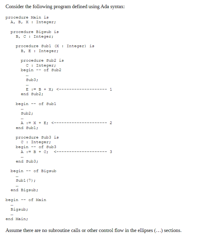 Consider the following program defined using Ada | Chegg.com