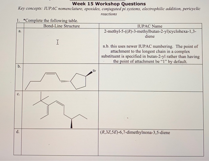 Solved Week 15 Workshop Questions Key concepts: IUPAC | Chegg.com