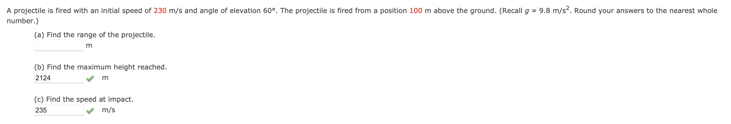 Solved number.) (a) Find the range of the projectile. m (b) | Chegg.com