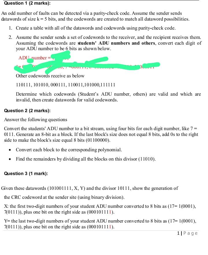 Solved An odd number of faults can be detected via a | Chegg.com