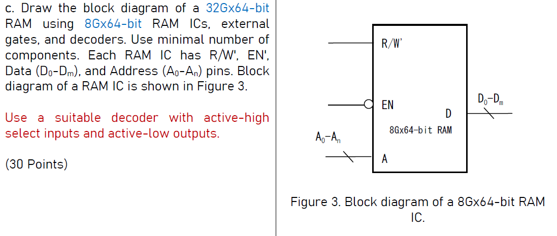 Solved C. Draw the block diagram of a 32Gx64-bit RAM using | Chegg.com