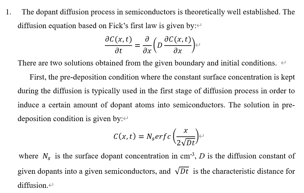 Solved 1. D ). The dopant diffusion process in | Chegg.com