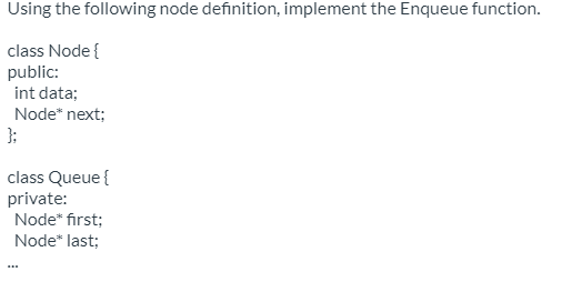 Solved Using the following node definition, implement the | Chegg.com
