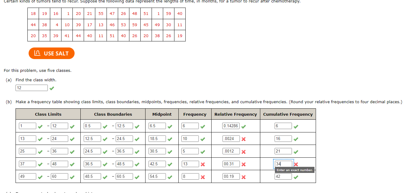Solved For this problem, use five classes. | Chegg.com