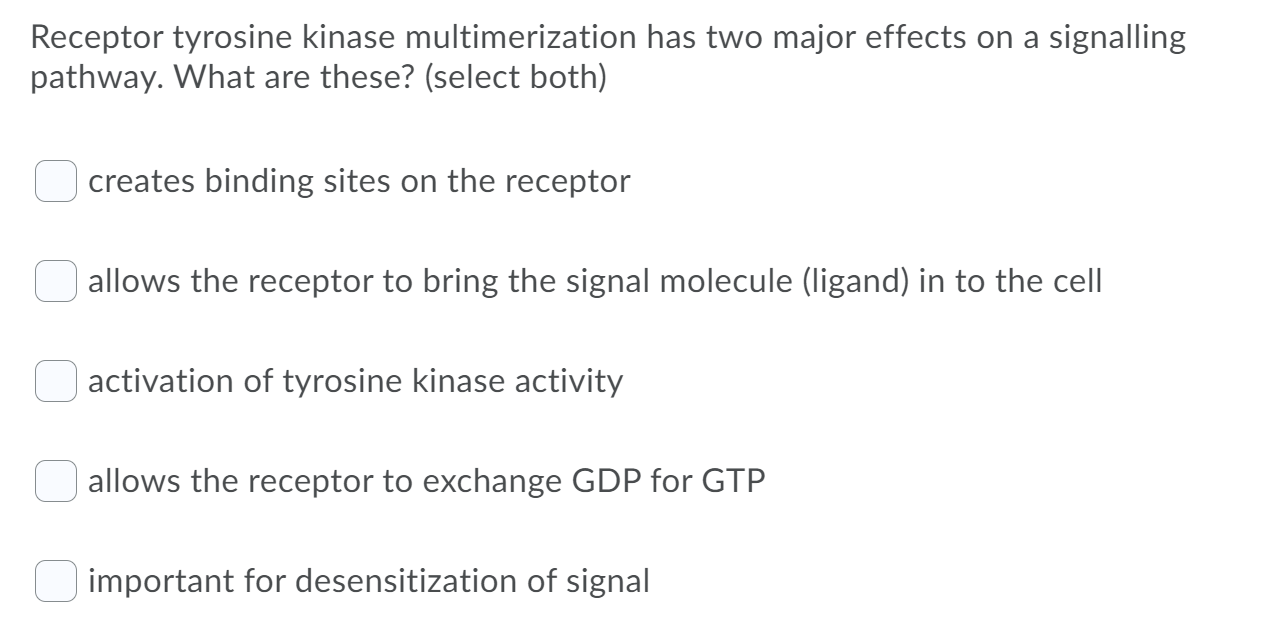Solved Receptor tyrosine kinase multimerization has two | Chegg.com