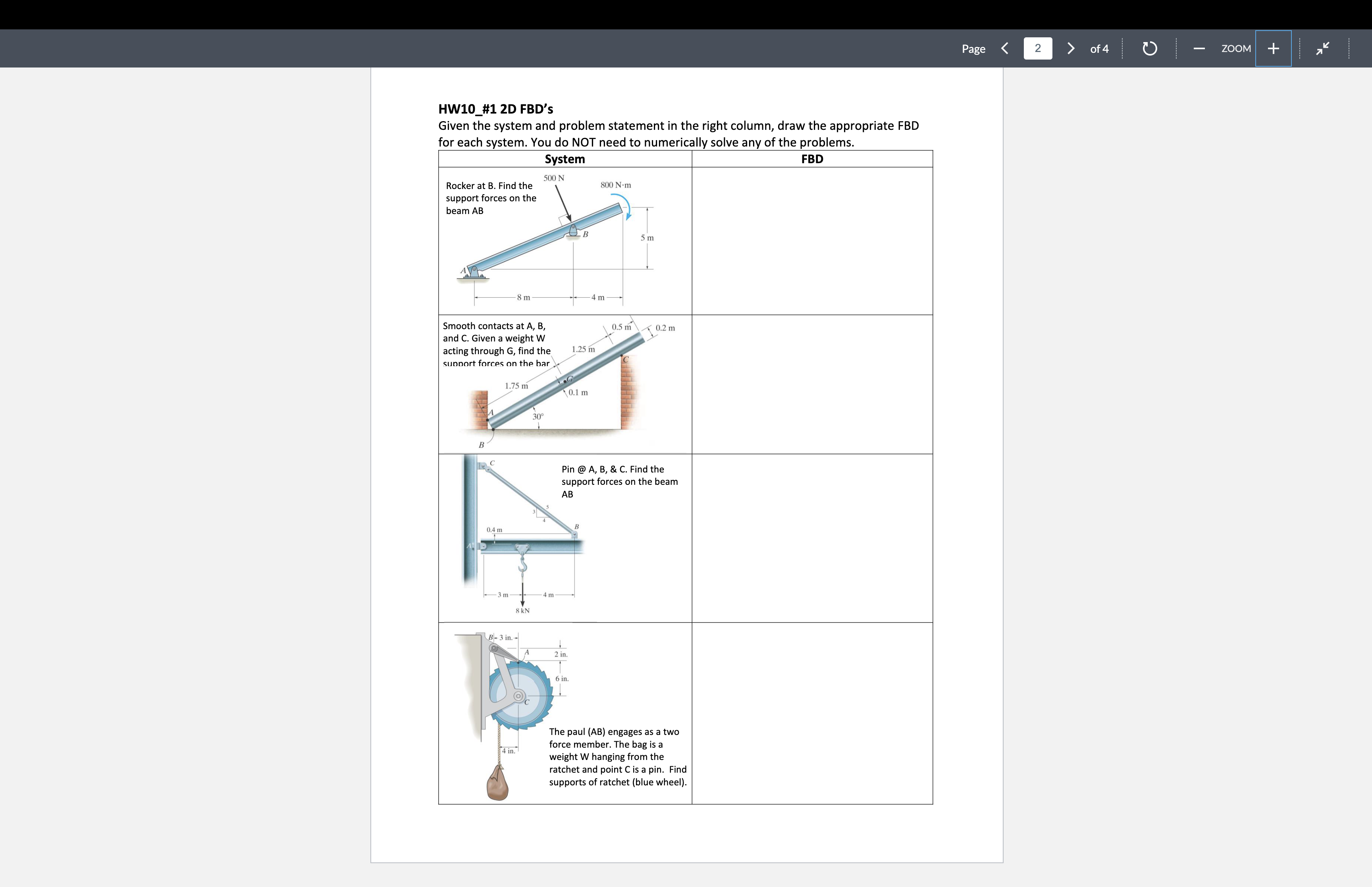 Solved HW10_\#1 2D FBD's Given the system and problem | Chegg.com